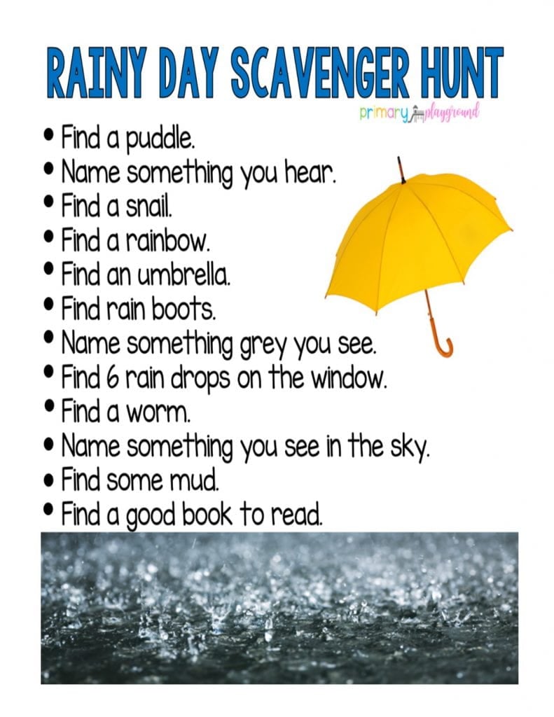 Rainy day scavenger hunt | Trinity Nursery News